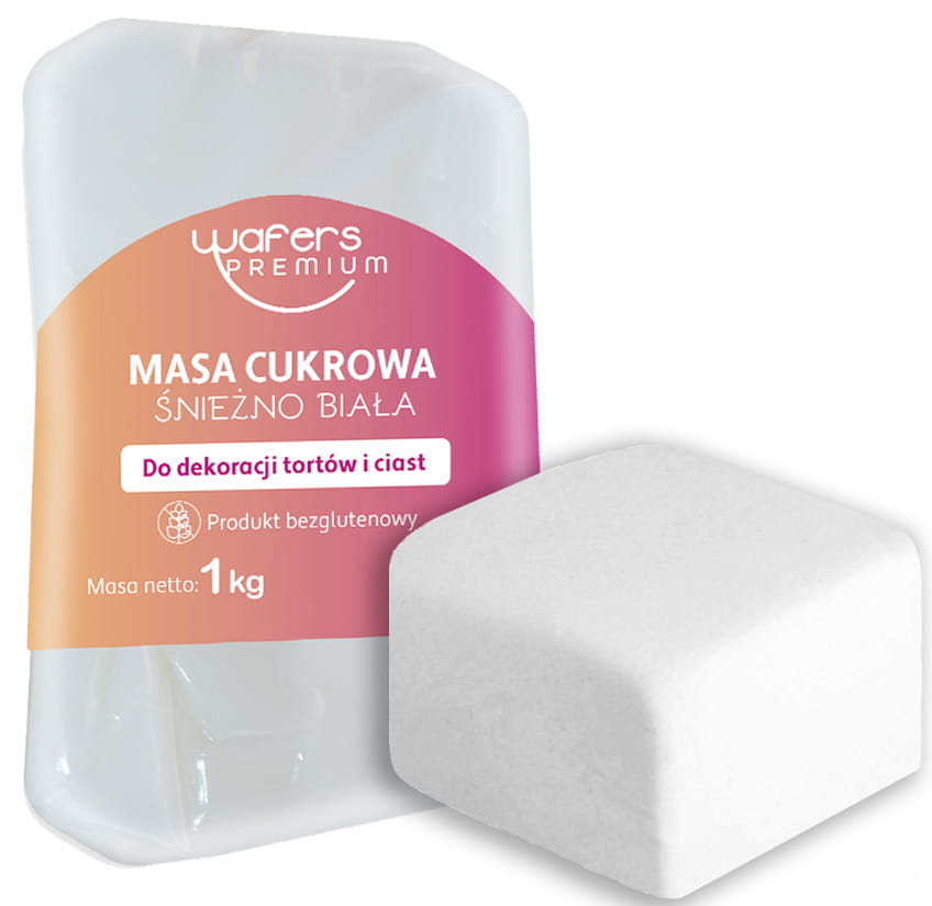 Masa Cukrowa Lukier Plastyczny Śnieżno Biały 1 Kg Wafers Premium